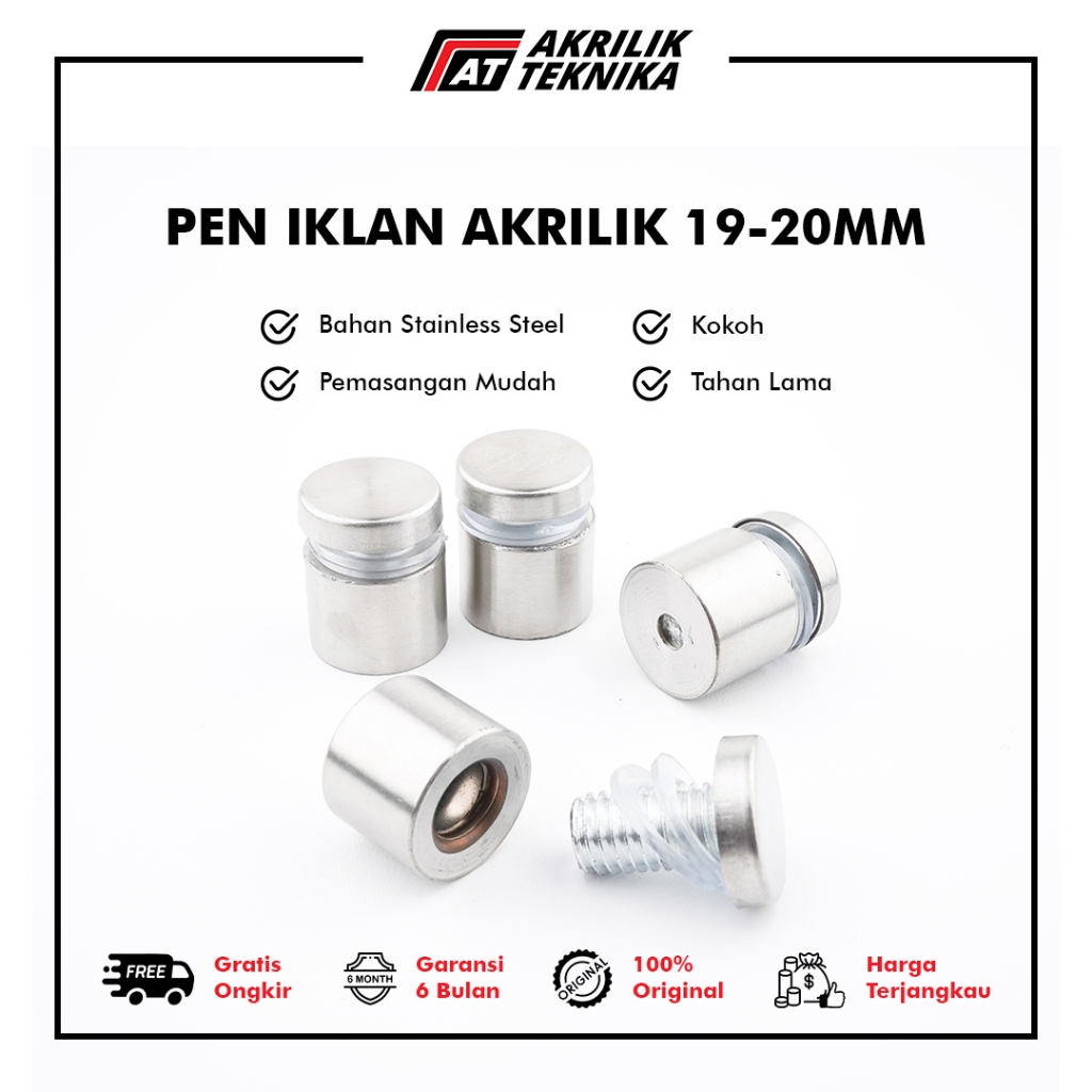 PEN IKLAN 19 X 20 STAINLESS / 19x20 / BAUT AKRILIK / BAUT KACA / SIGN ...