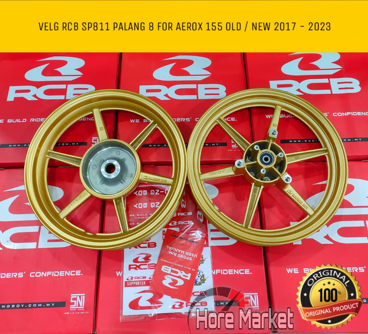 VELG RCB AEROX 155 SP811 PALANG 8 GOLD SPORT RIM VELG RCB NEW AEROX 155 ...
