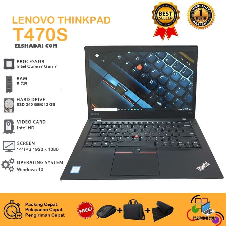 HARGA LAPTOP BEKAS || Lenovo thinkpad T470s slim... core i7 gen 7 ...
