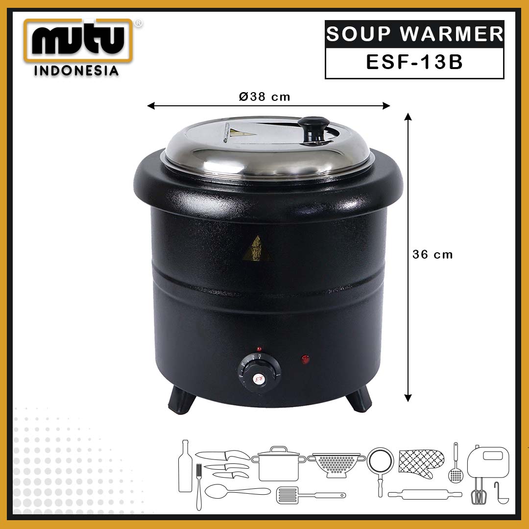 Panci Pemanas Sup Elektrik / Soup Warmer 13 Liter Bulat Hitam 435 Watt ...