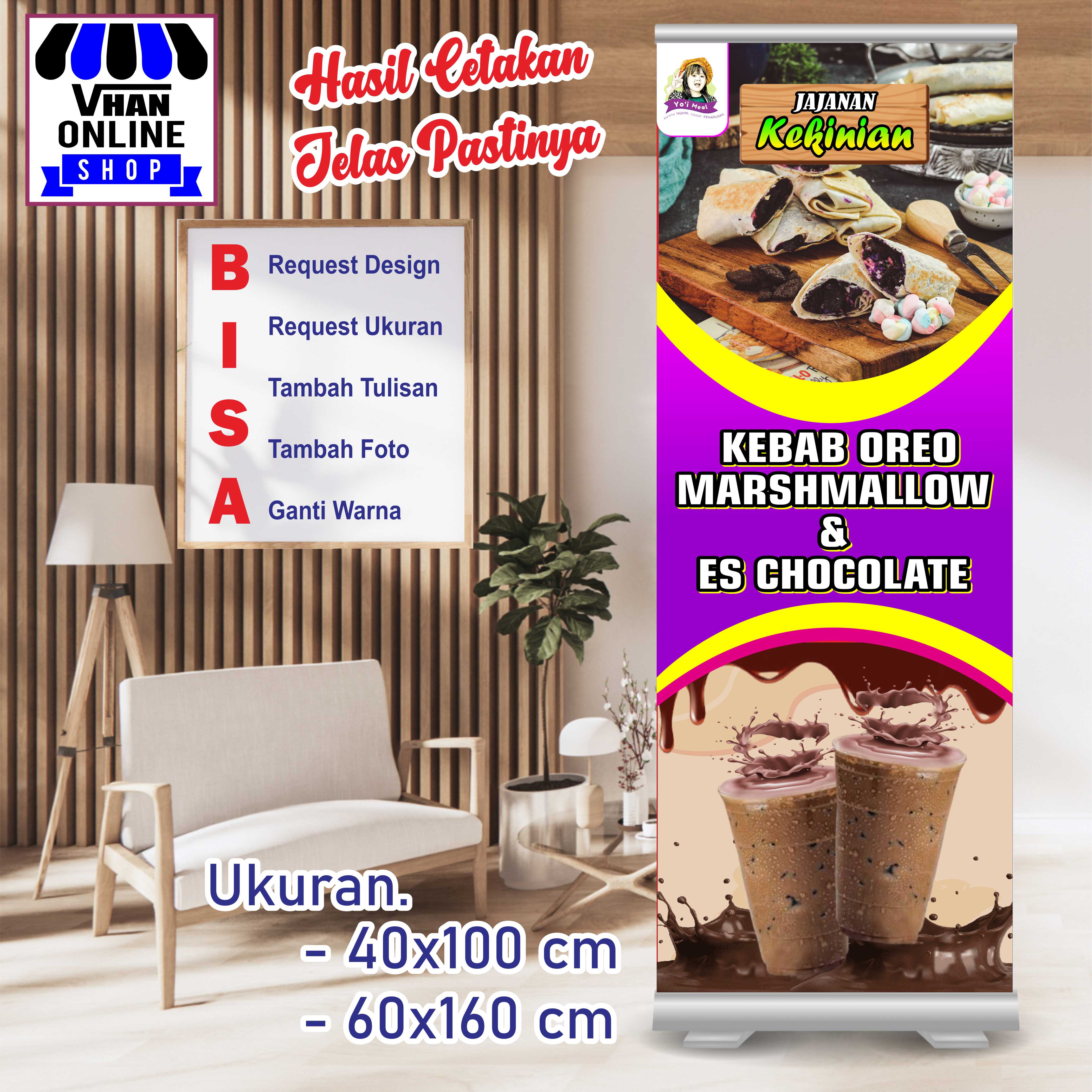 Cetak Spanduk Banner Kebab Oreo dan Marshmallow dan Es Coklat Keren ...