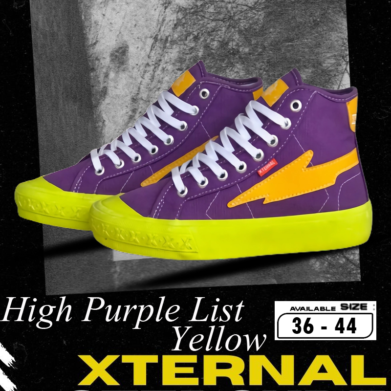 sepatu xternal petir sneakers high black and white pria wanita sekolah ...