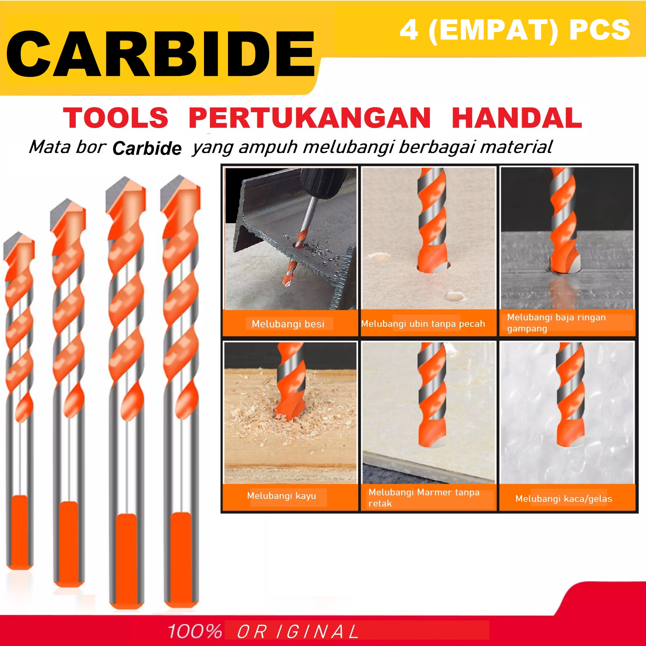 Carbide Bit, Mata bor multi, 1 mata bor untuk menembus/mengebor ...