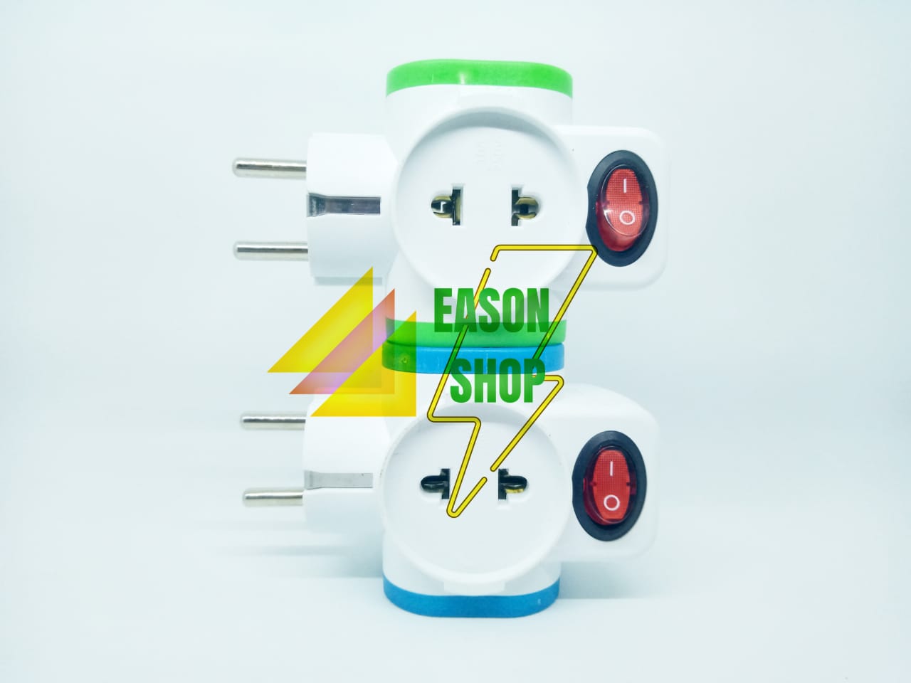 STEKER T MULTI CABANG 4 + ON/OFF SWITCH KUNINGAN / STEKER-T 4 arah ...