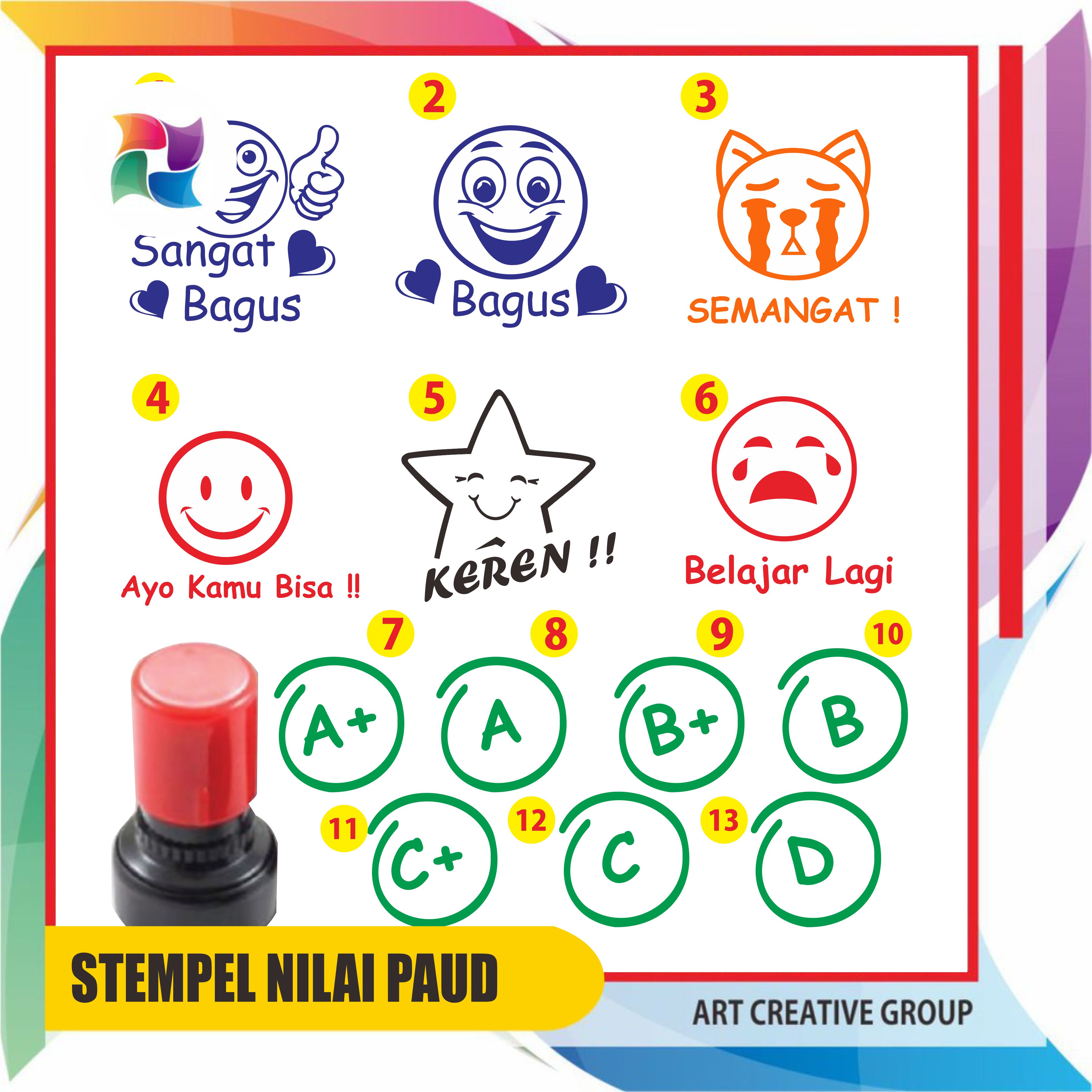 STEMPEL OTOMATIS , STEMPEL PENILAIAN ANAK TK PAUD KOBER, REWARD ...