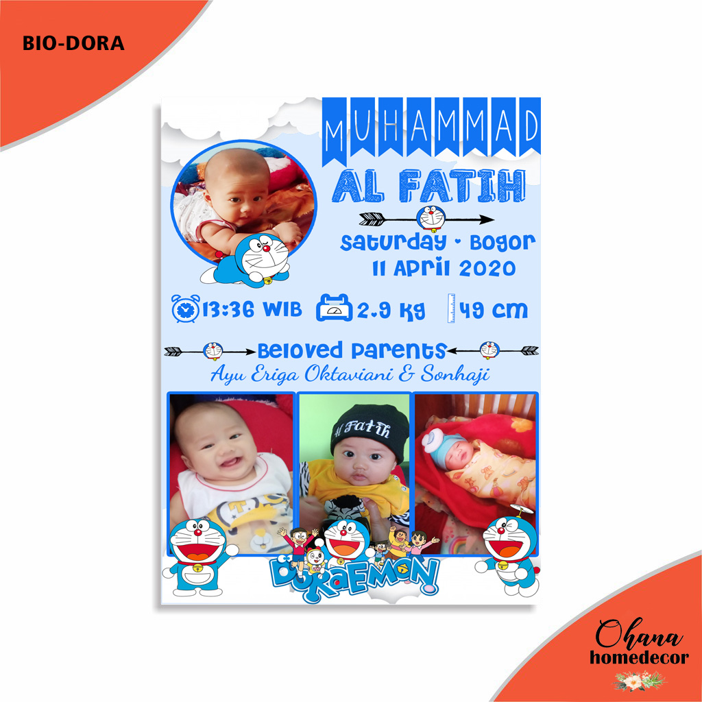 Biodata Bayi Bingkai Karakter Doraemon Biru 20x30 cm 10R Ohana Home ...