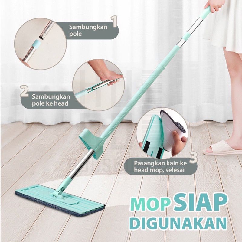 alat pel hand plat mop flexibel/alat pel praktis tanpa ember | Lazada ...