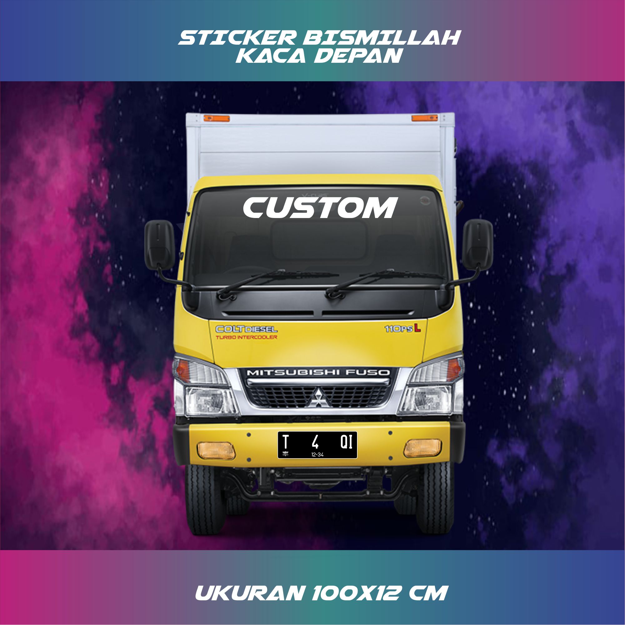 Stiker Truk Kaca Depan Mobil Bismillah Canter Ragasa Elf Fuso sticker ...