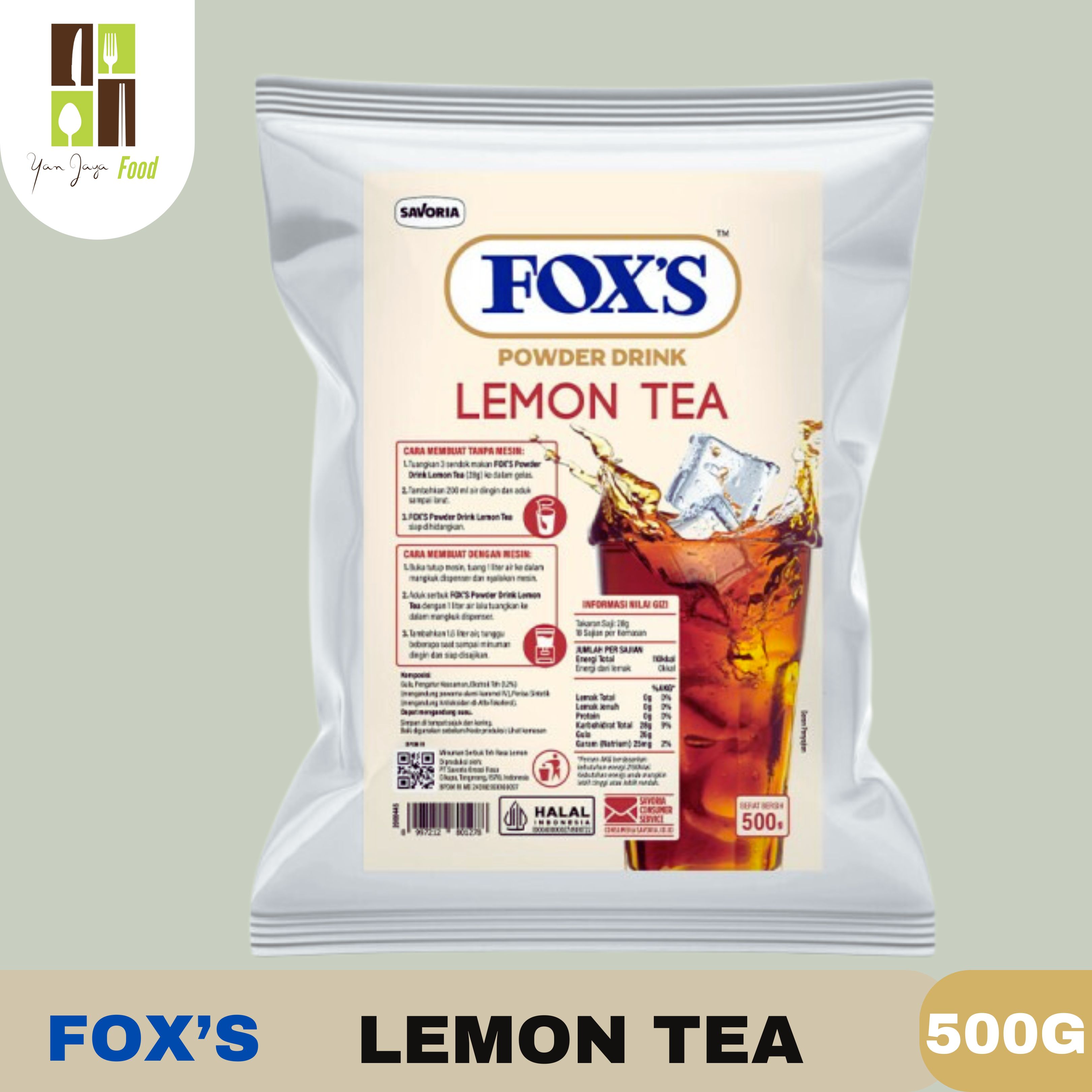 Fox's Powder Drink / Minuman Serbuk Lemon Tea / Orange Kemasan 500g ...
