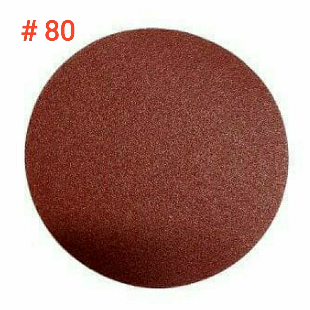 10 Lembar Amplas Bulat Velcro 4" Grit 80 Amplas Bulat Tempel Mesin ...