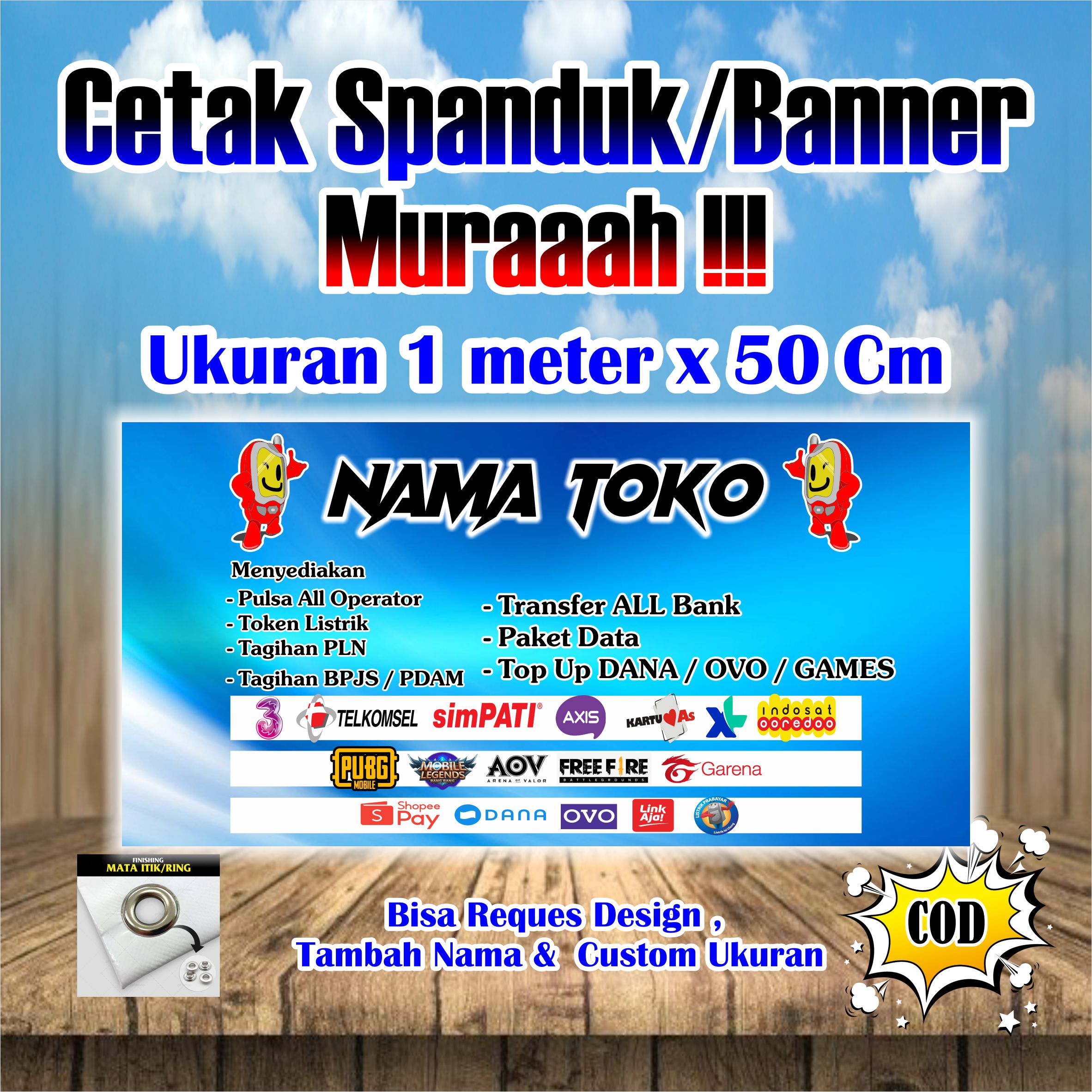 Spanduk Banner Counter Pulsa ukuran 1 meter x 50 cm | Lazada Indonesia