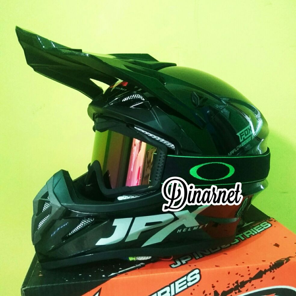 Helm Cross Jpx Black Gloss Solid Trail Trabas Supermoto Klx Downhill ...