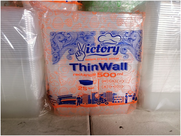 paket 100 pcs, Thinwall Victory segi panjang 500 ml, lebih besar ...