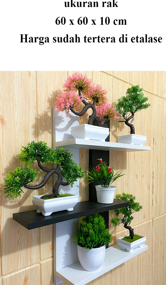 RAK DINDING TEMPEL BUNGA HIASAN 3 SUSUN MINIMALIS / RAK PARFUM GANTUNG ...