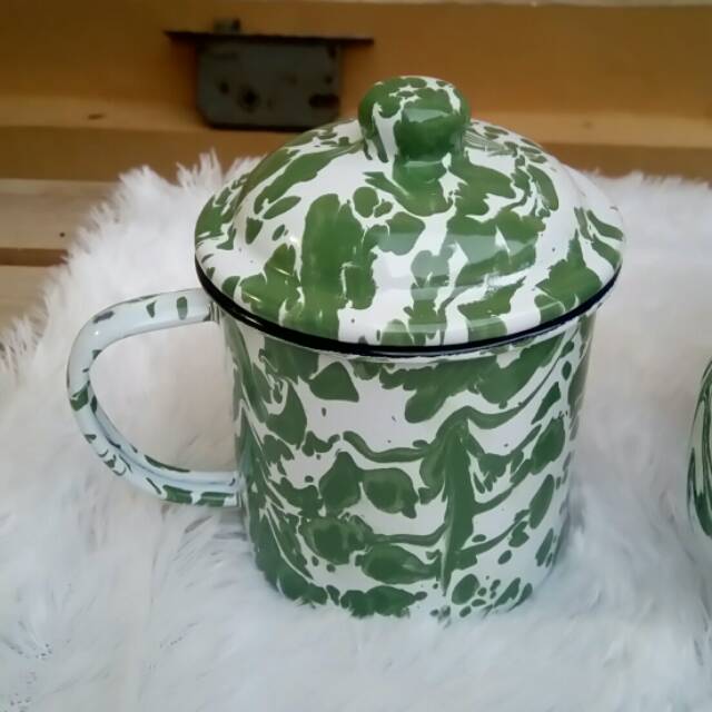 Gelas Mug Cangkir Enamel Seng Kaleng Blirik Blurik Jadul Vintage ...