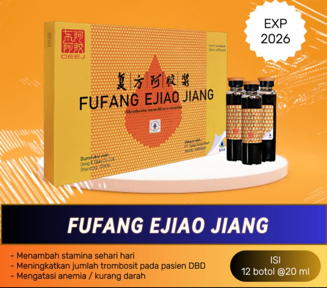 Fufang Ejiao Jiang SOHC - Untuk Naikan Trombosit / Untuk Demam berdarah | Lazada Indonesia