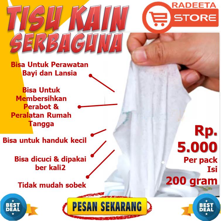 TISU TISSUE KAIN Tisu Kompor Tisu Kering Bahan Tisu Basah Bisa Dicuci ...