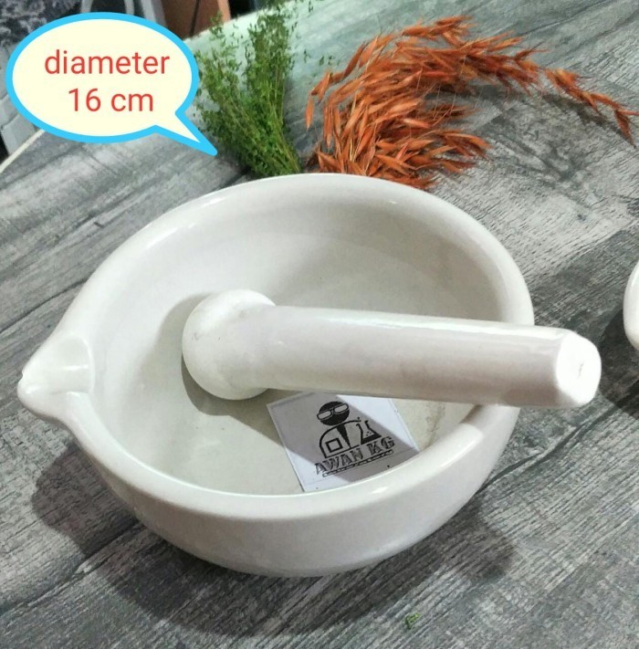 mortar alu diameter 16cm lumpang alu porcelain RRC mortir alu 16 cm ...