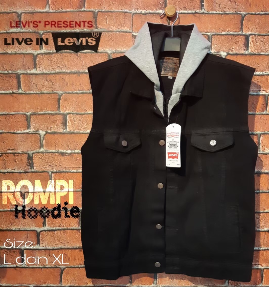 Rompi Levis Hoodie murah / Rompi Denim bisa bayar di tempat | Lazada ...