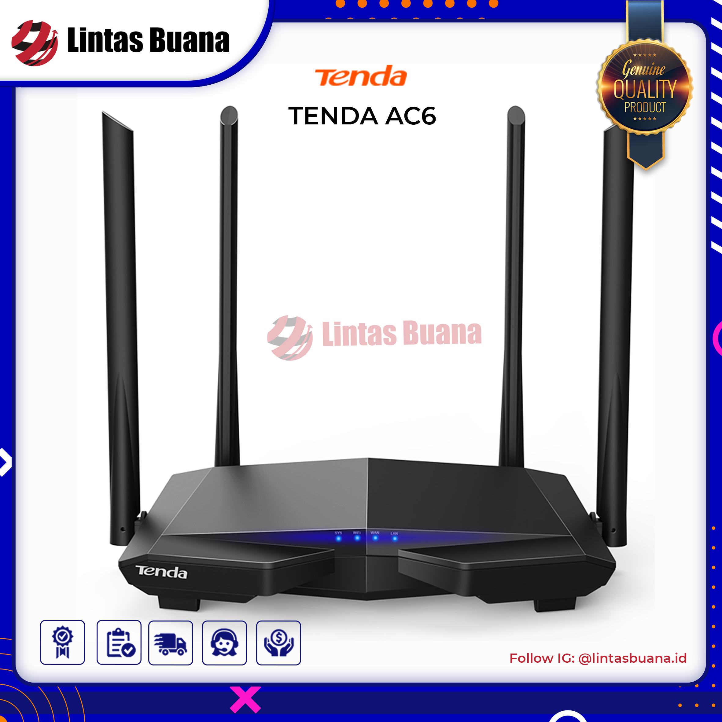 Tenda AC6 Wireless Router AC1200 Smart Dual-Band WiFI Router | Lazada ...