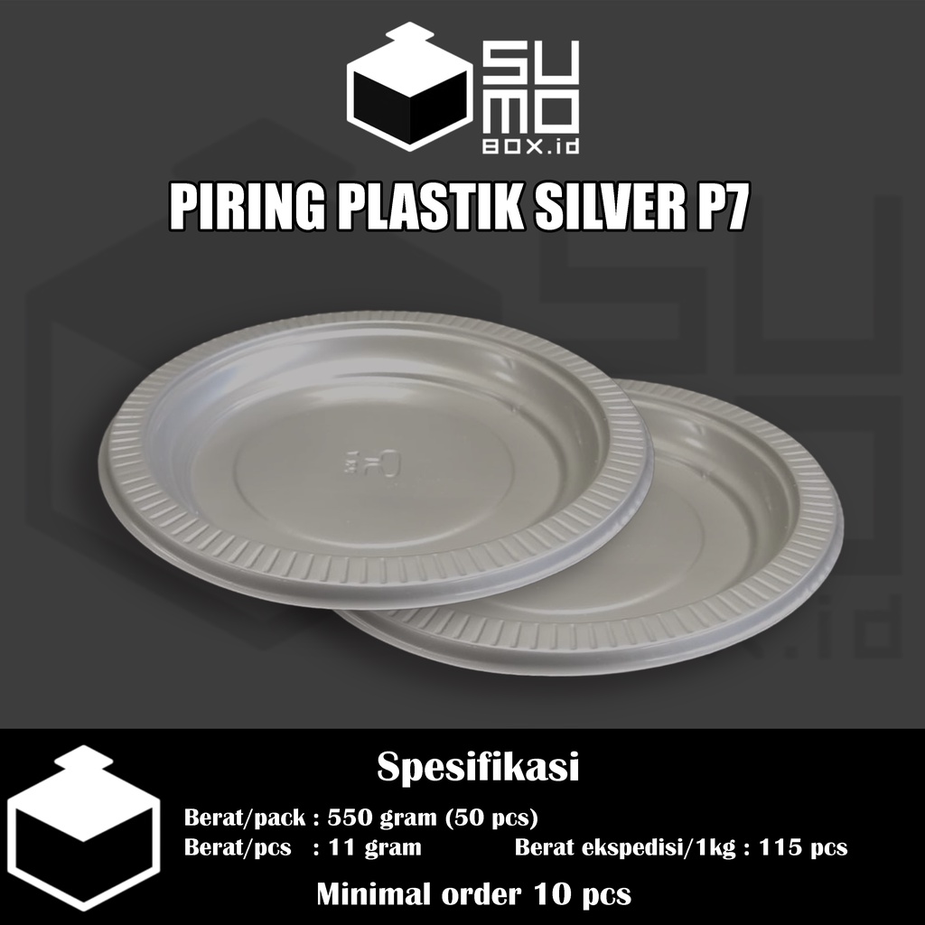 [1 PAK ISI 50 PCS] Piring Plastik SILVER P7 tebal ukuran M Sedang ...