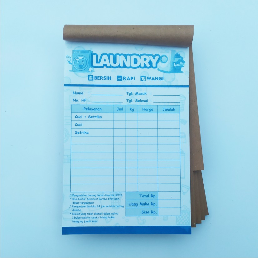 Nota Laundry Tidak Tembus Rangkap 1 Ply Tanpa Tembusan Londry Kertas ...