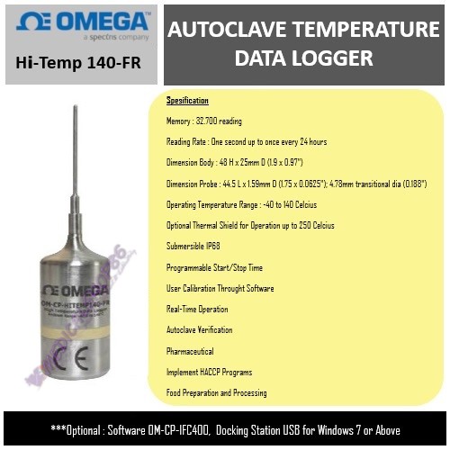 OMEGA Autoclave Temperature Data Logger Type Hi Temp 140FR | Lazada ...