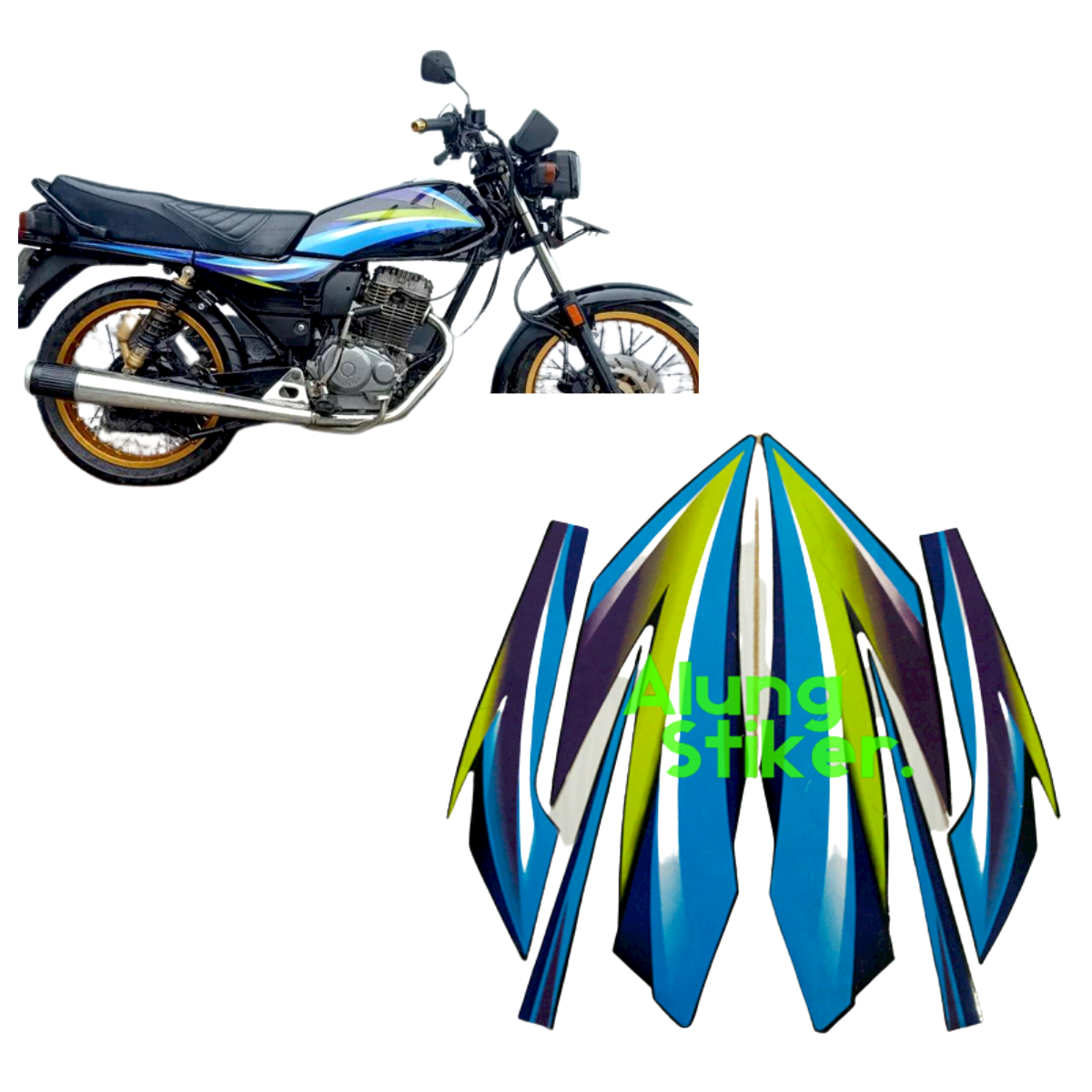 STIKER STRIPING LIS LES BODY MOTOR HONDA GL MAX TAHUN 2004 WARNA BIRU ...