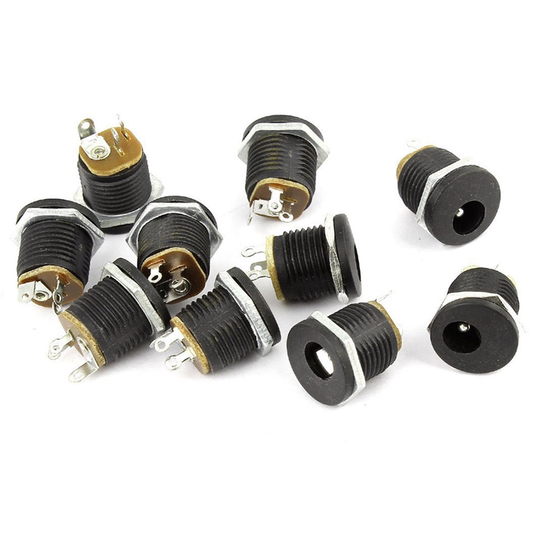 10 Pcs 3-terminal Soldering 2.1mm x 5.5mm Female Power Jack DC Socket ...