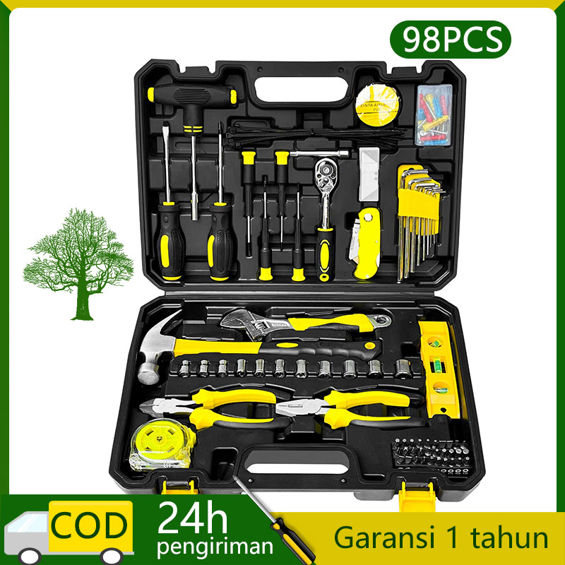 98 Pcs Hand Toolset Toolkit Toolbox Tool Set Tool Kit Tool Box | Lazada Indonesia