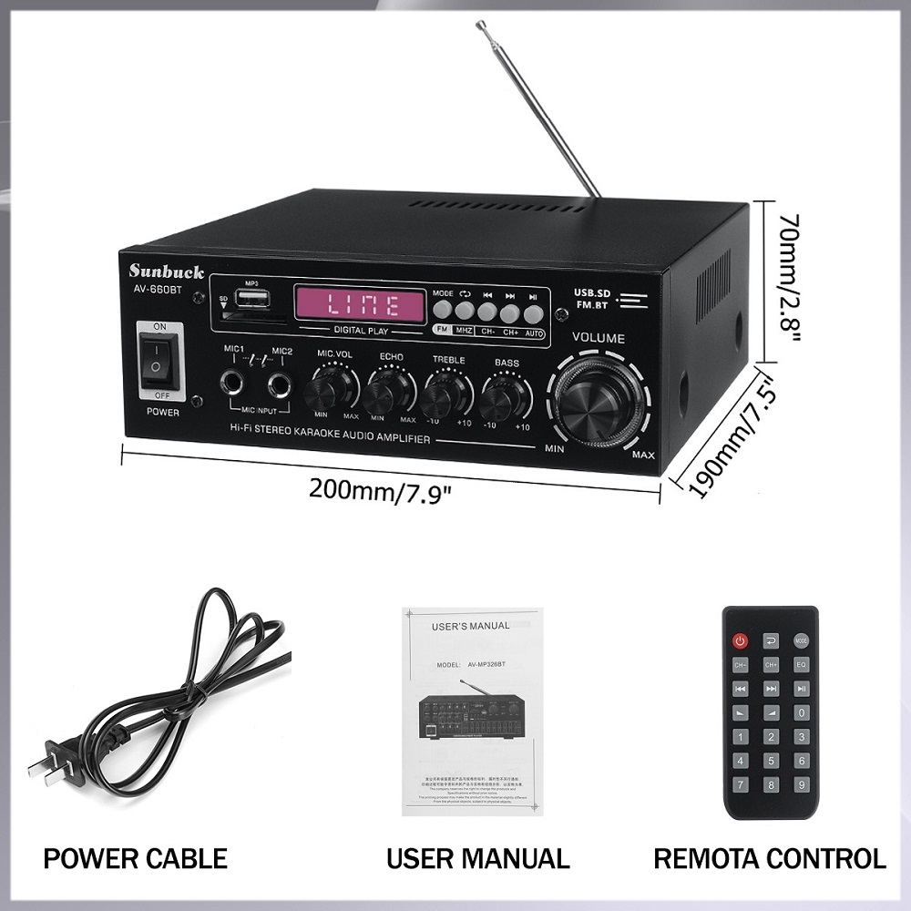 Sunbuck AMPLIFIER BLUETOOTH 5.0 AMPLIFIER Home TEATER 2000 W bonus ...