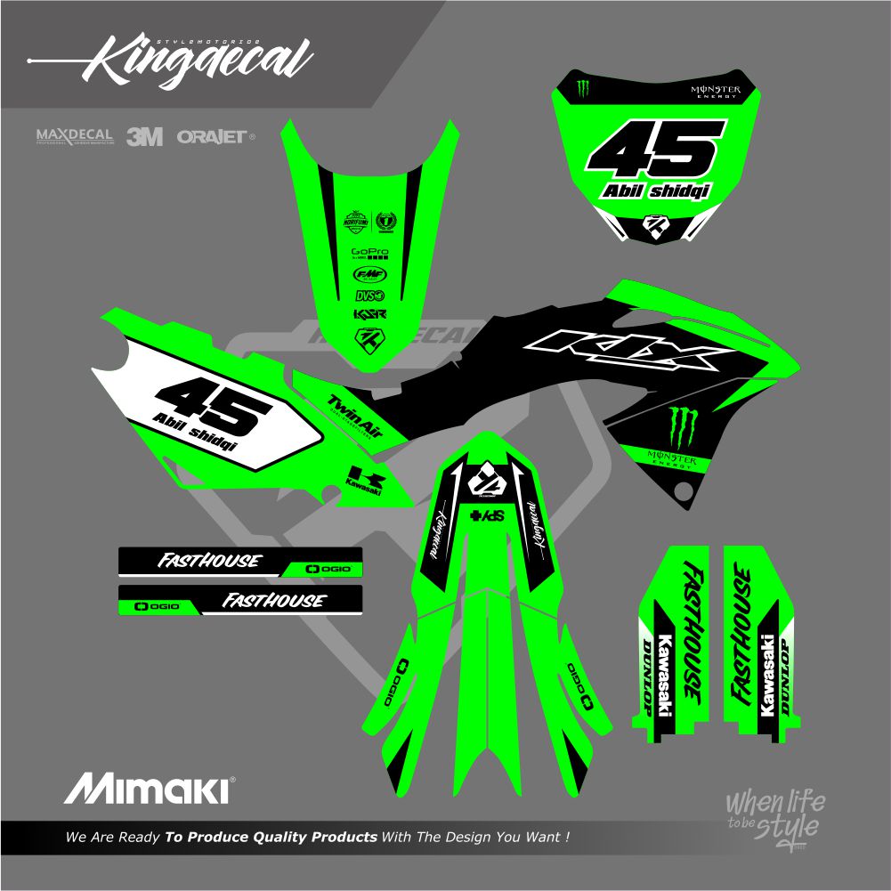 Decal Sticker Variasi KLX 150 BF Supermoto Motocross Hijau Full Body ...