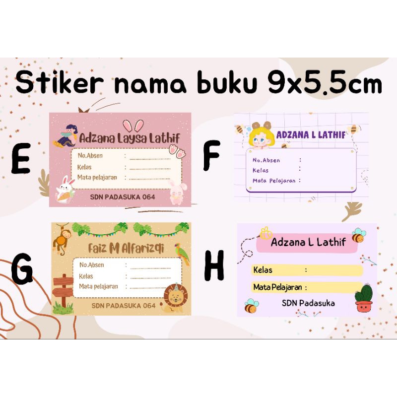25PCS STIKER NAMA BUKU PELAJARAN/STIKER NAMA BUKU SEKOLAH/STIKER NAMA ...
