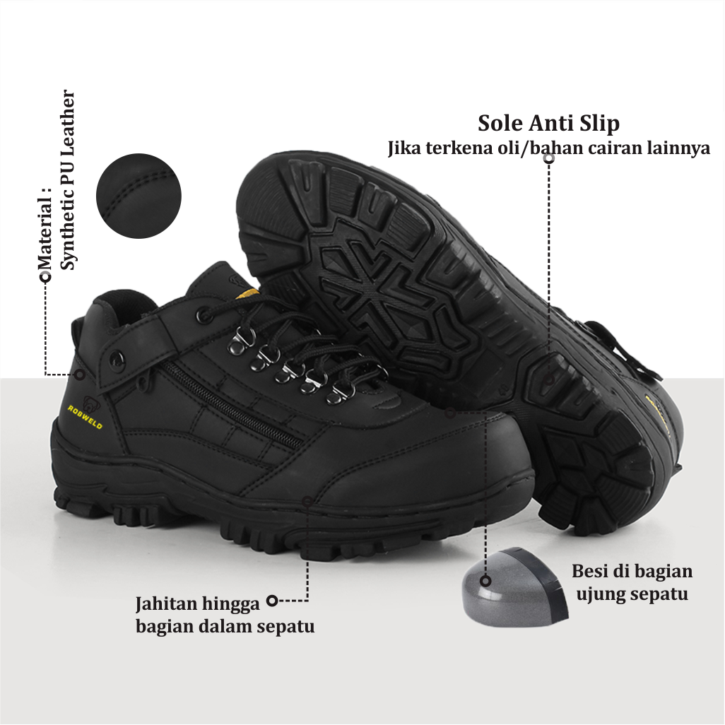 Sepatu Safety Pria Boots Ujung Besi Sepatu Sefty Proyek Lapangan Outdoor Hiking Warna Tan ...