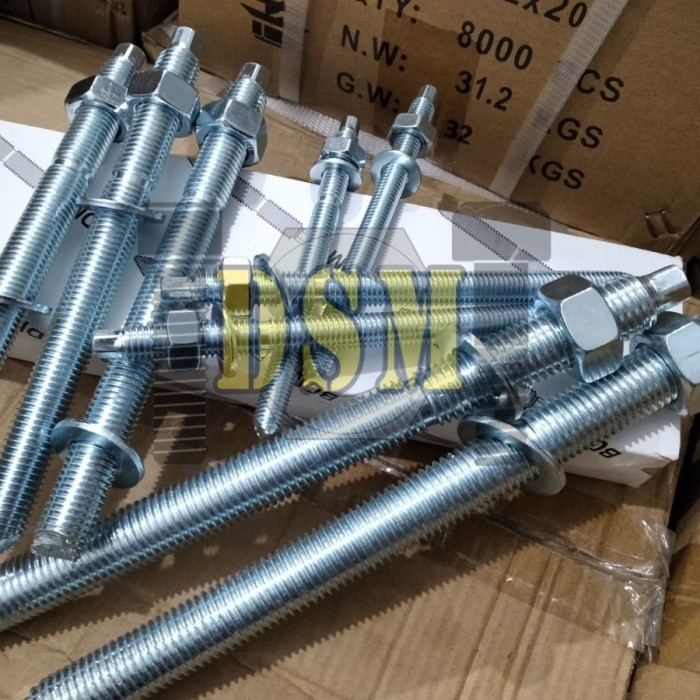 CHEMICAL ANGKUR M8 / STUD BOLT 8 MM / CHEMICAL ANCHOR GRADE 5.8 M8X110 ...