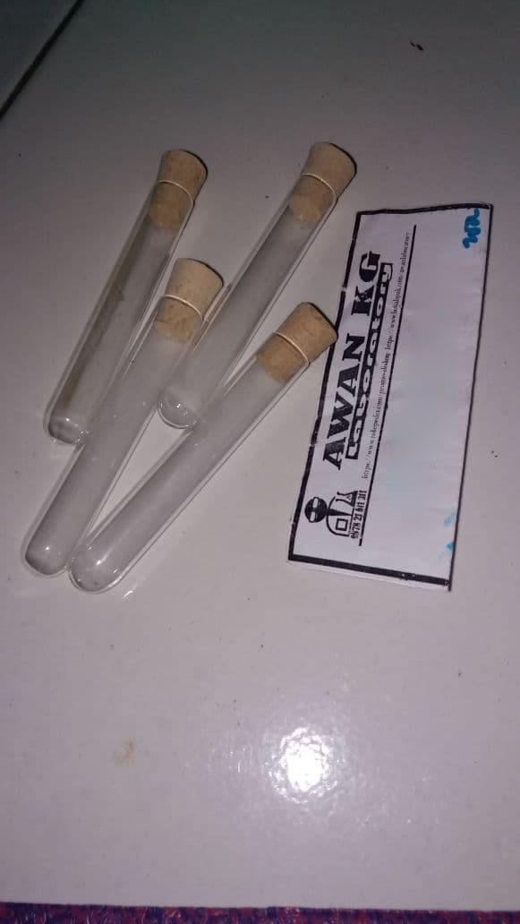 Tabung reaksi kaca diameter 12mm panjang 100mm plus tutup gabus cork ...