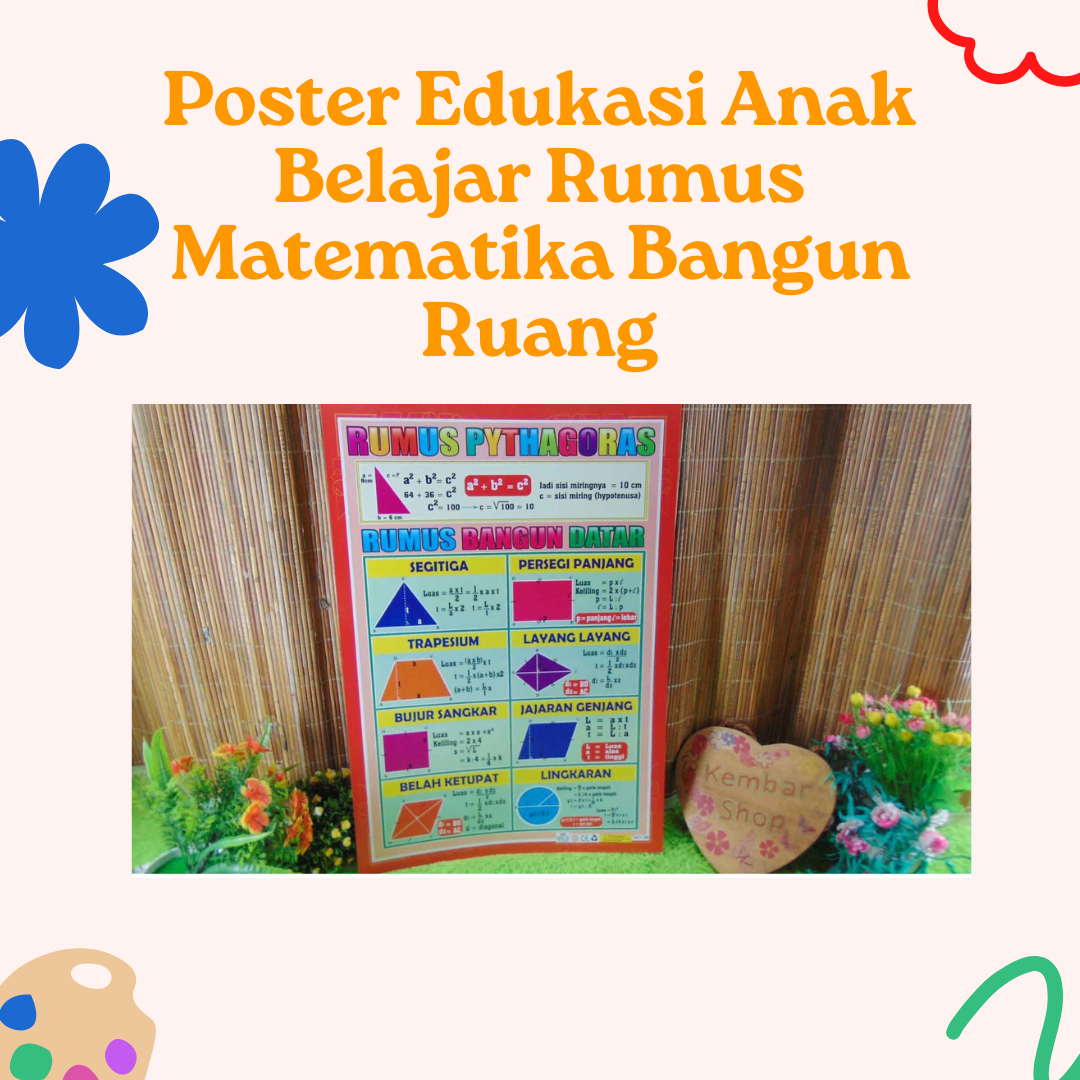 Poster Edukasi Anak Belajar Rumus Matematika Bangun Ruang | Lazada ...