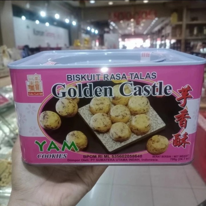 GOLDEN CASTLE BISKUIT YAM COOKIES RASA TALAS KALENG 700GR | Lazada ...