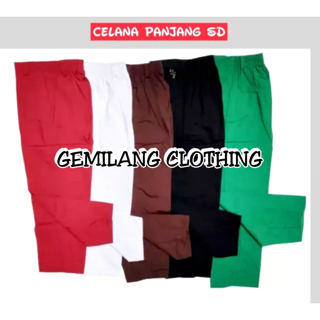 CELANA PANJANG SD/ MI KELAS 1 SAMPAI 6 SD // GEMILANG CLOTHING | Lazada ...
