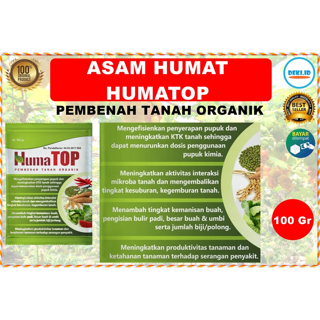 Asam Humat Humatop 100 Gram Pupuk Organik Pembenah Tanah Humic Acid Fulvat Premium Grade Huma ...