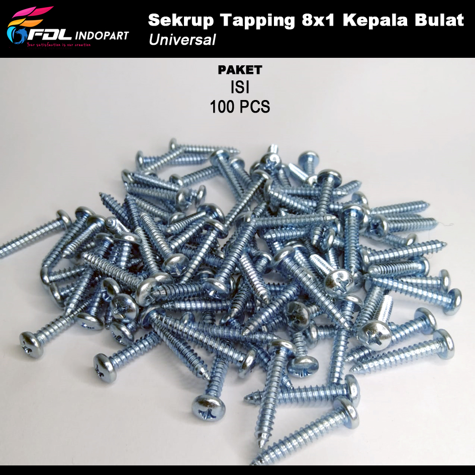 Baut Tapping 8x1 Bulat / PH 8x1 Tapping Screw Stainless / Skrup Kepala ...