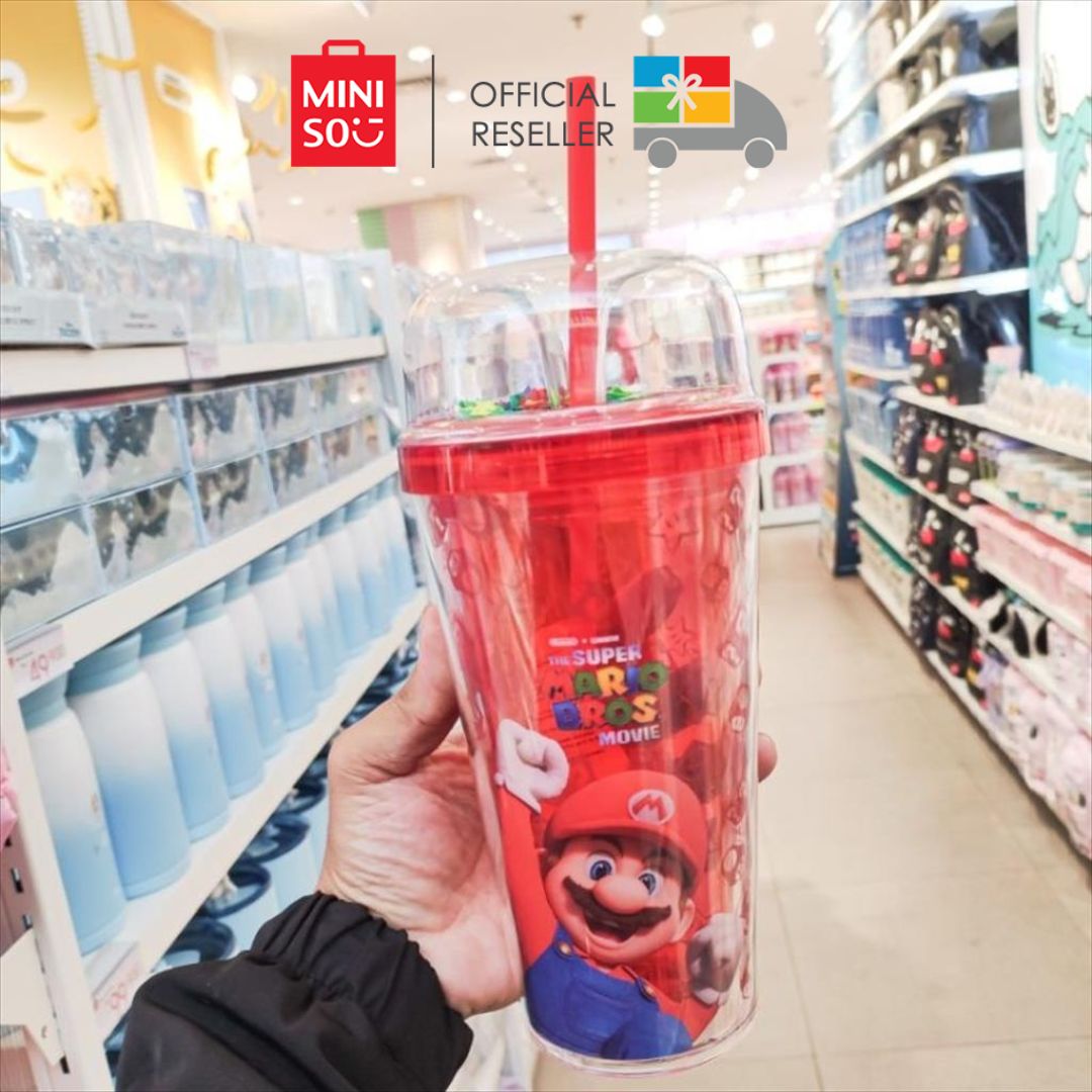 MINISO x Super Mario Bross Tumblr with straw / Botol Minum 480ml ...