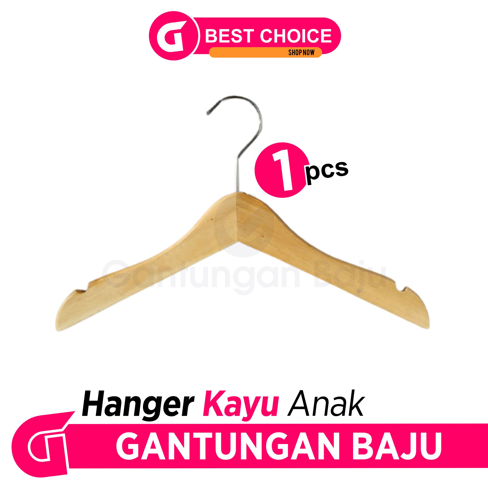 [LAZ ICON] Hanger Kayu Natural Gantungan Baju Ukuran Dewasa Dan Anak ...