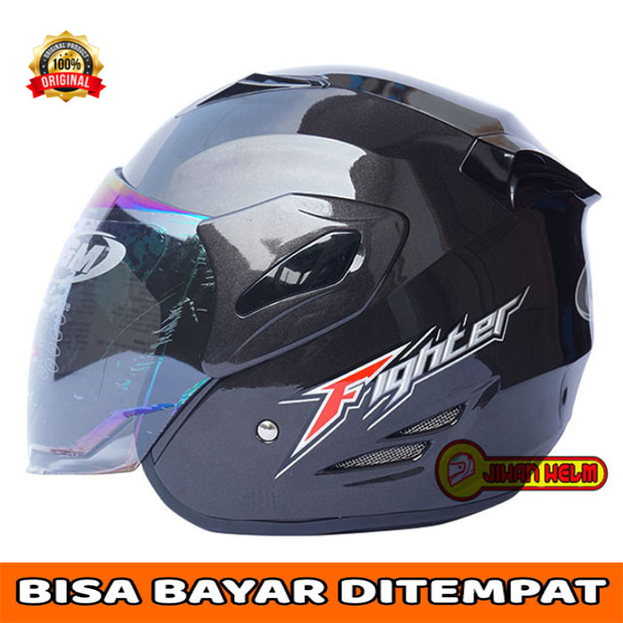 helm gm / helm / gm / helm gm fighter solid gunmetal terbaru | Lazada ...