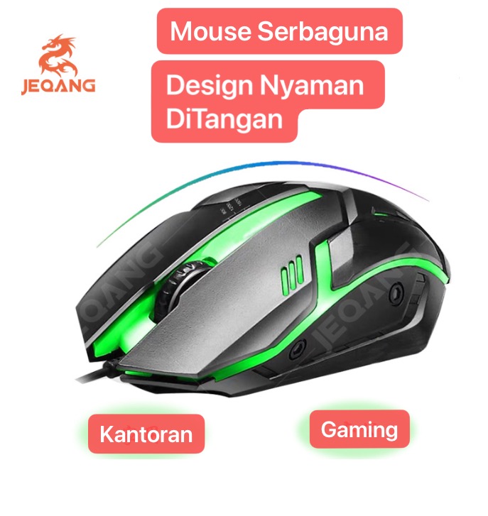 JM-318 Mouse Komputer PC Laptop Android TV Mouse Kabel USB Fitur Lampu ...