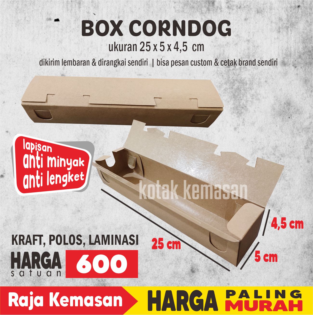 BOX CORNDOG / BOX SOSIS BAKAR / BOX SATE, SATE TAICHAN (isi 50 pcs ...