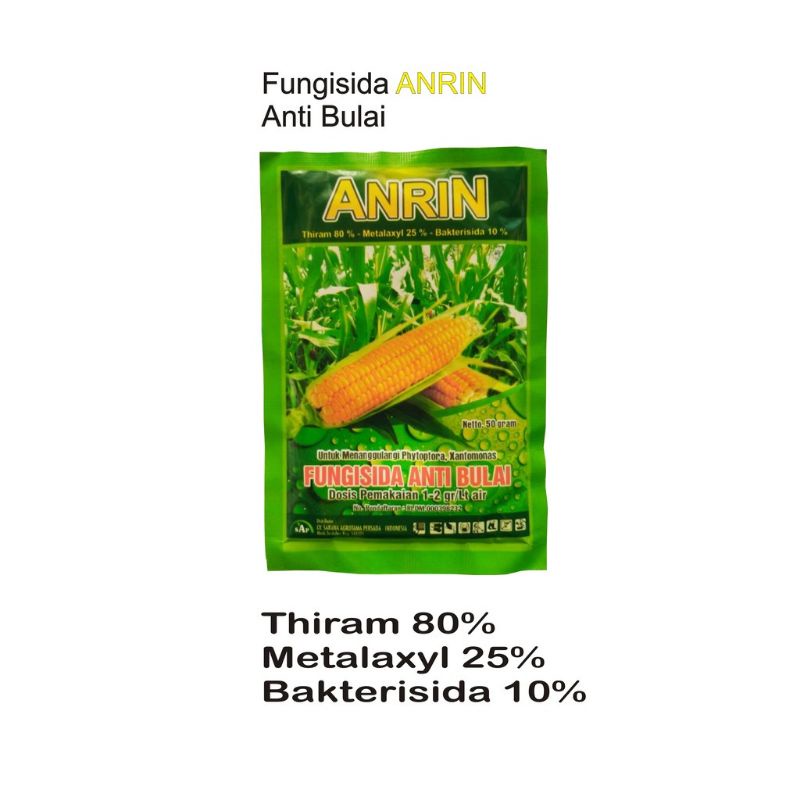 Fungisida ANRIN Anti Bulai Thiram 80% Metalaxyl 25% Bakterisida 10% ...