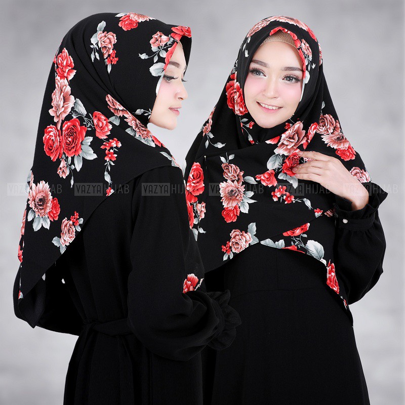 jilbab segitiga motif bunga jilbab versi gelap jilbab gelap motif bunga ...