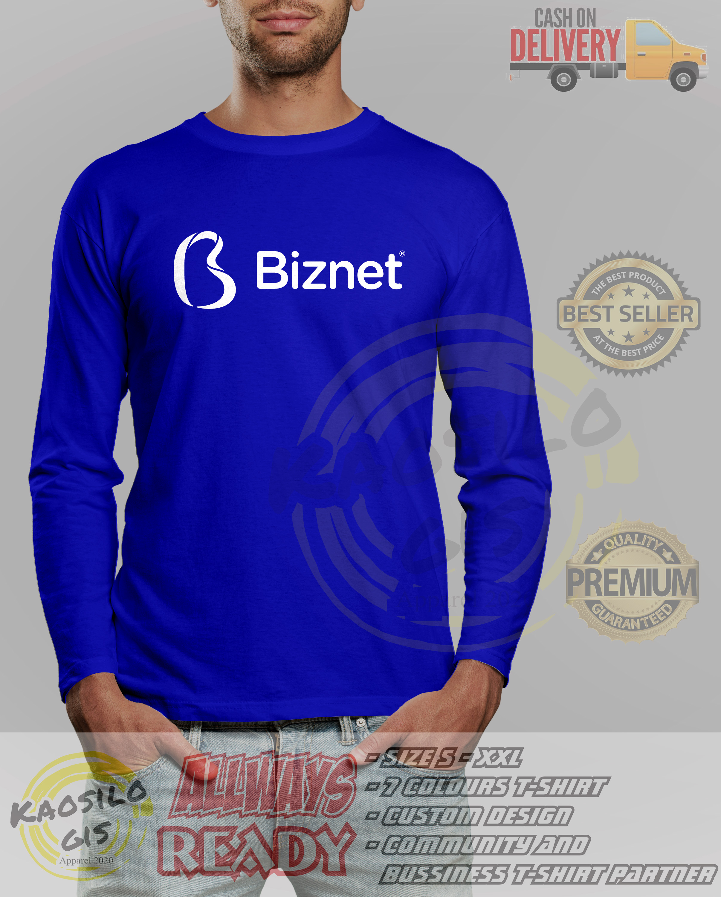 Kaos Lengan Panjang Biznet Networks Logo Perusahaan Distro - Kaosilogis ...