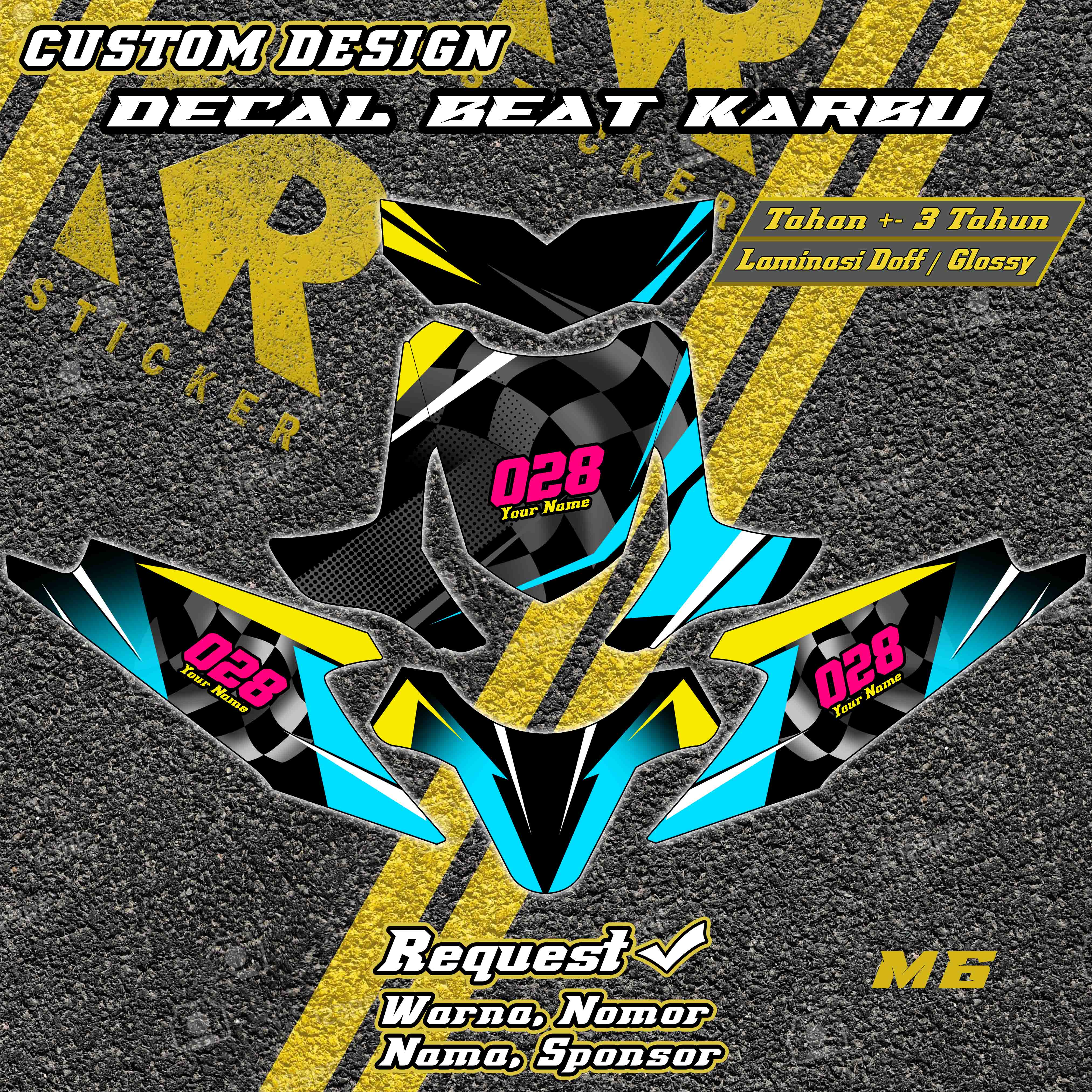 Stiker Decal Beat Karbu fullbody, request warna, nama, nomor, sponsor ...